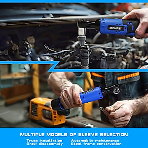 IRONFIST Cordless Electric Ratchet Wrench Set, 3/8" 12V Power Ratchet Driver, 2-Pack Lithium-Ion Batteries, 7 Sockets and Charger