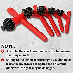 Hakkin Drill Press Chuck Key 5 Sizes, Chuck Press Wrench Key for Electric Drill Clamping Tool, Replacement Drill Clamping Wrench of 6mm, 10mm, 13mm, 16mm, 20mm in Diameter Red Tighten Drills Chuck