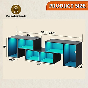 WLIVE TV Stand, Deformable TV Stand with LED Strip, Modern Entertainment Center, Gaming Media 3 Pieces Console Cabinet for Living Room, Bedroom, Black