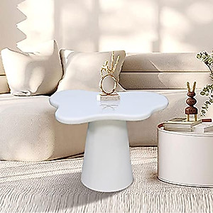 GRFIT Side Table End Table Small Drinking Table, Cloud Shaped End Table,Nightstand，Side Table Coffee Table for Small Place,for Office, Living Room Balcony and Bedroom, White Tea Table Coffee Table
