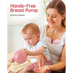 Roabger Breast Pump, Hands Free Breast Pump, Wearable Breast Pump with 3 Modes & 8 Levels, Electric Breast Pumps with Time Display, Easy Assemble & Clean, 19mm/21mm/24mm/27mm Flange, 2Pack