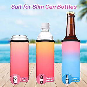 6Pcs Ktinnead Slim Can Cooler Sleeves, Personalized Blank Can Coolers Sleeves, Soft Foldable Chloroprene Rubber Can Coolers Sleeves, Reusable Slim Can Coolers Sleeves Suit for Parties, Birthdays