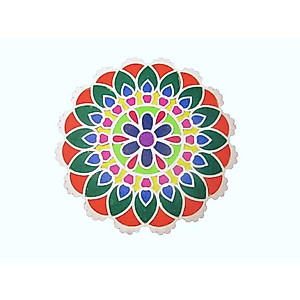 DIY MDF Readymade Round Rangoli Mat Easy to Use Rangoli Template Easy to Fill Wooden MDF Rangoli Boards for Indian Traditional Festival (Size:- 12 Inches Diameter)