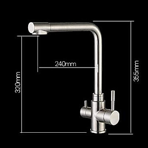 Kitchen Faucet 3 Way Stainless Steel 360 ° Swiveling Hot and Cold Water Drinking Water Faucets 3 and 1 Kitchen Faucet Brushed