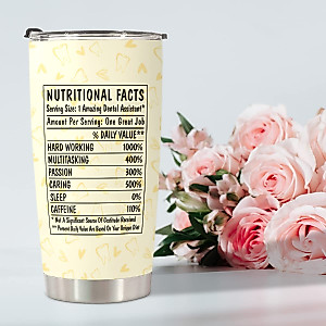 HOMISBES Dental Assistant Gifts for Women - Stainless Steel Nutrition Facts Tumbler Cup for Dental Assistant - Dental Assistant Appreciation Travel Mug 20oz