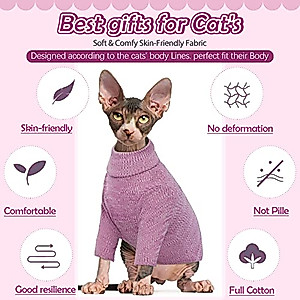 DENTRUN Sphynx Hairless Cats Shirt Pullover Kitten T-Shirts, Breathable Cat Wear Turtleneck Sweater Adorable Cat's Clothes Vest Pajamas Jumpsuit