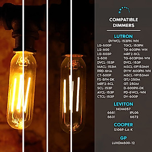 LUXRITE Vintage T9 LED Tube Light Bulbs 60W Equivalent, 2700K Warm White, 550 Lumens, Dimmable Edison Tubular Light Bulbs 5W, Clear Glass, LED Filament Bulb, UL Listed, E26 Standard Base (4 Pack)