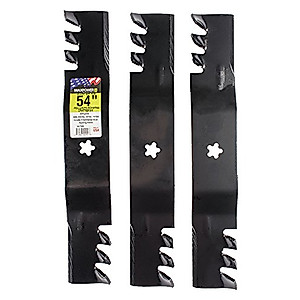 MaxPower 561738XB 3 Blade Commercial Mulching Set for 54" Cut Craftsman, Husqvarna, Poulan s 532187255, 187254, 187255, 187256, Replaces OEM no. 32187255, 532187256, Black