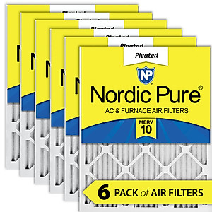 Nordic Pure 18x20x1 (17 1/2 x 19 1/2 x 3/4) Pleated MERV 10 Air Filters 6 Pack