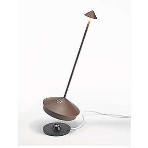 Pina Pro LED Table lamp (Color: Rust) in Aluminum, Indoor/Outdoor use, Contact Charging Base, H29cm, USA Plug