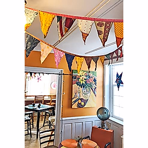 Silk handmade Bunting garden decoration, recycled prayer flags Door valance Wall hanging