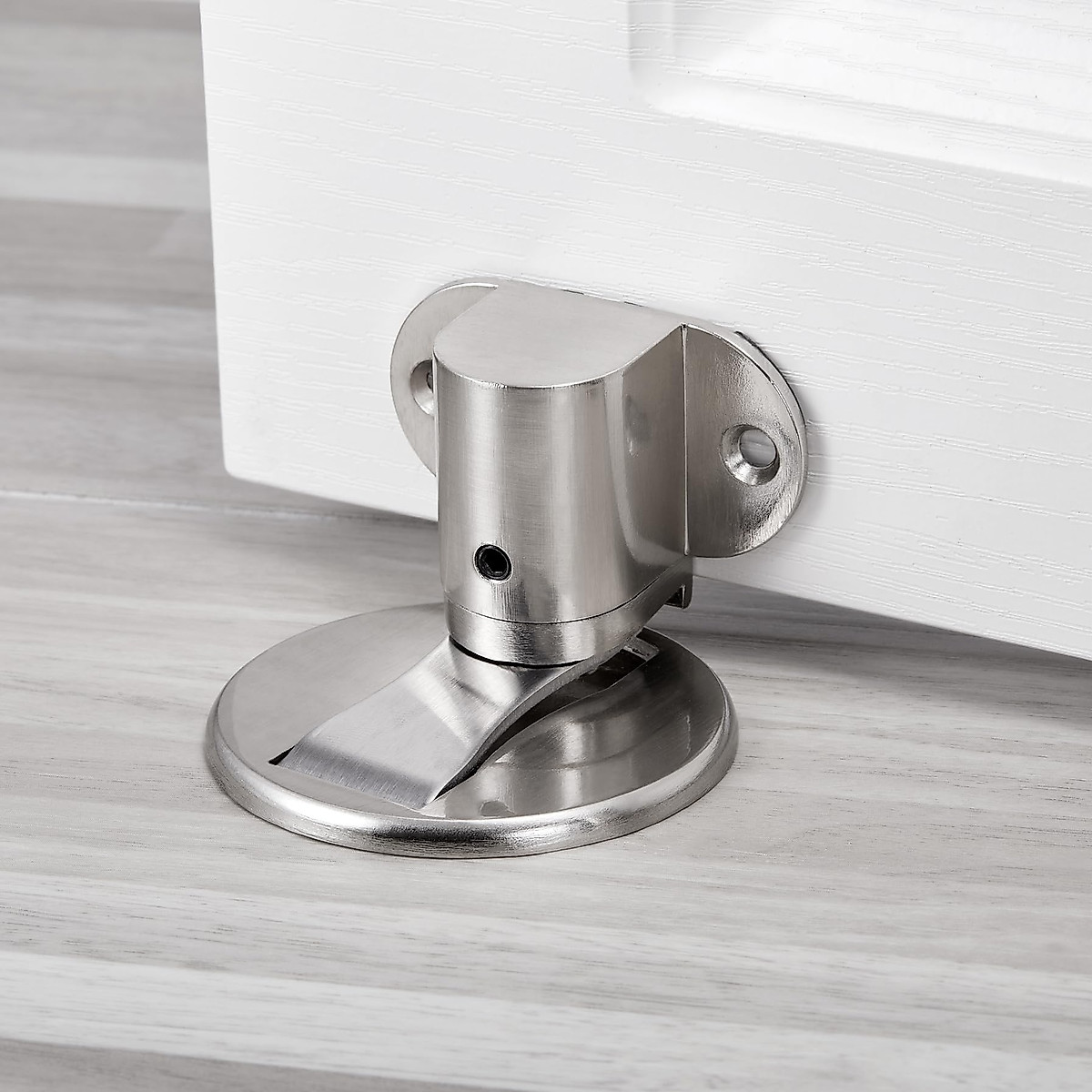 INIRET 2 Packs Silvery Door Stopper，Height-Adjustable Invisible Magnetic Door Stop,Door Catch/Stopper for Bottom of Door，Hold Your Door Open，with Adhesive No Drilling,for Home Office Bedroom