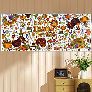 OHOME Thanksgiving Giant Coloring Poster/Tablecloth-Thanksgiving Crafts for Kids-30 x 72 Inches Jumbo Paper Coloring Banner Thanksgiving Games Activities for Kids Gifts - Thanksgiving Decorations