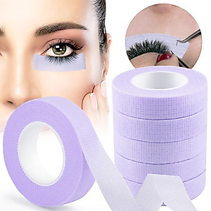 6 Rolls Lash Extension Under Eye Tape EBANKU Breathable Fabric Eyelash Tape Micropore Adhesive Tape for Eyelashes Extension Supply Individual Eye Lashes Tools (Purple)