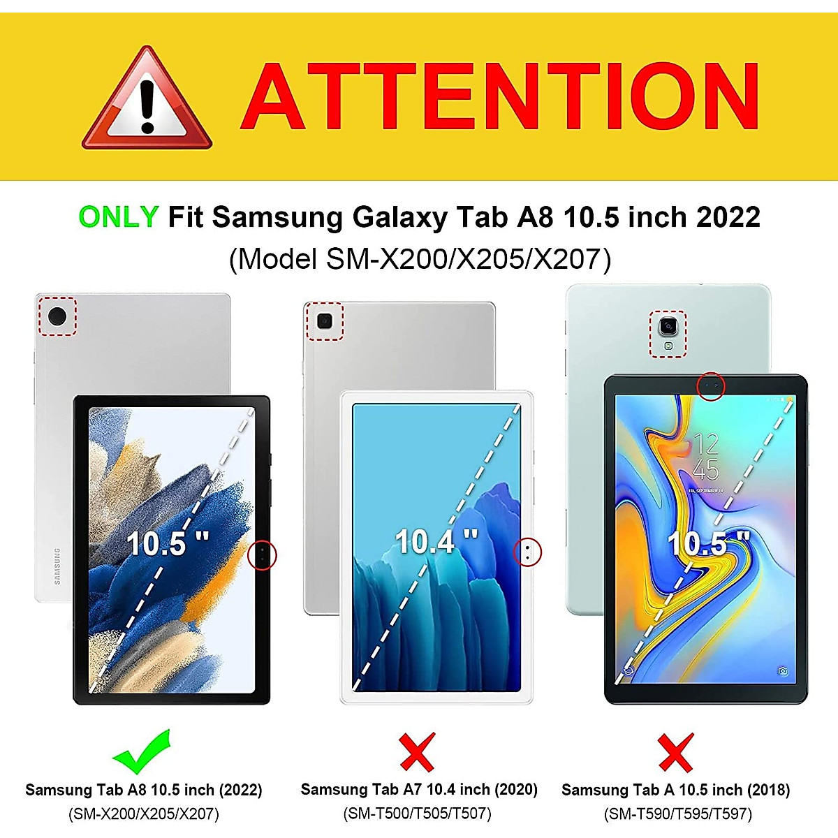 KEROM Case for Galaxy Tab A8 10.5 inch, PU Leather Folio Stand Cover Case for Samsung Galaxy Tab A8 10.5 inch 2022 SM-X200 X205 X207, Multi-Angle Viewing, Auto Wake/Sleep - Elephant