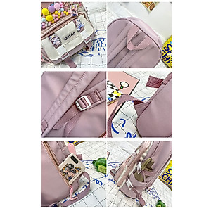 vfdgsaz Cute Kawaii Backpack with cute card plush pendant,Lovely Pastel Rucksack,Aesthetic backpack for girls and teens (blue,one size)