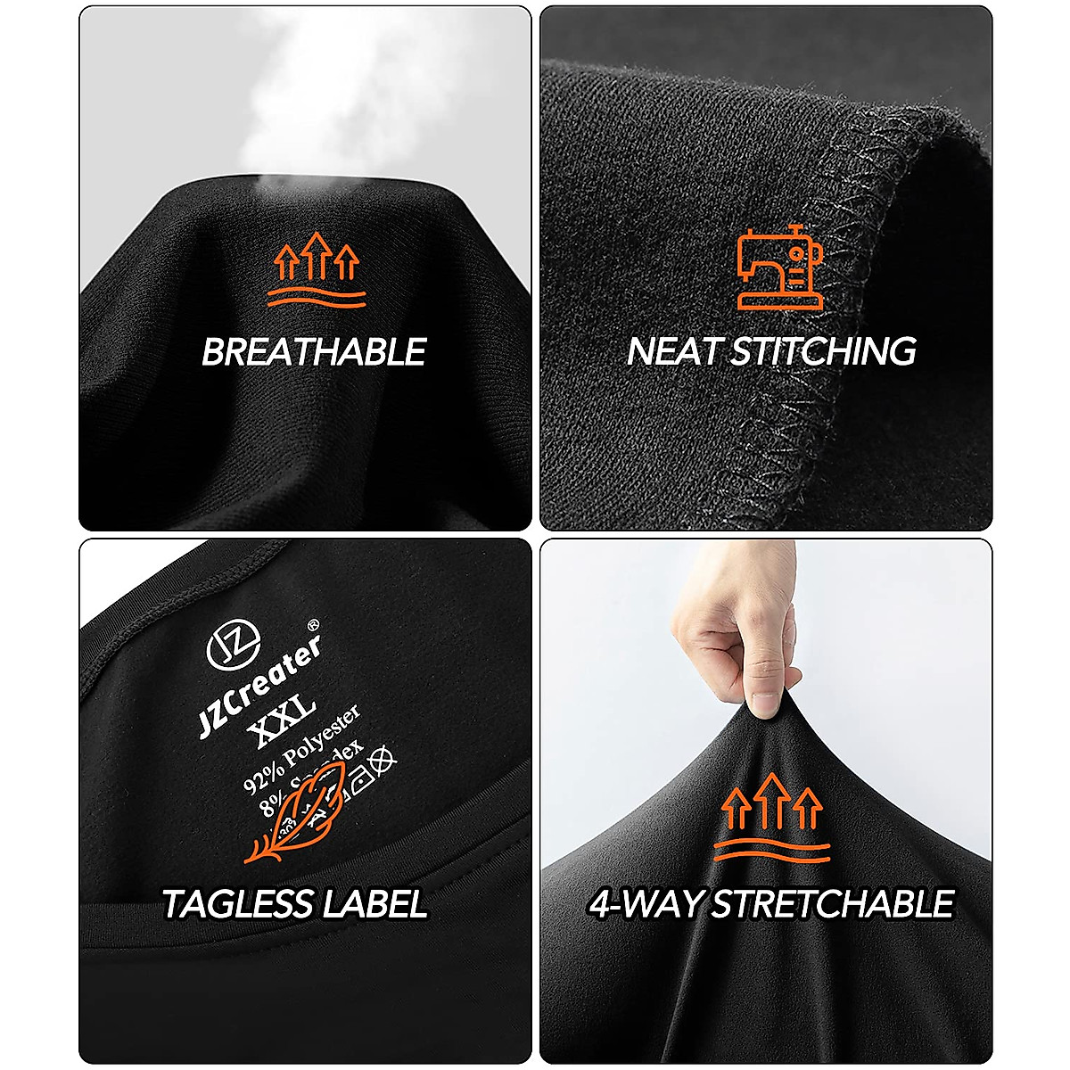 JZCreater Women Thermal Underwear Set, Long Johns Base Layer Top & Bottom, Women Soft Pajama Set for Cold Weather (Large, Black)