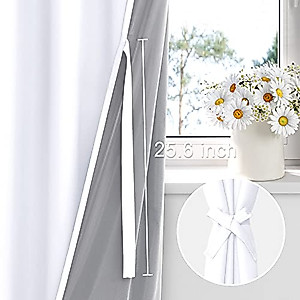 XWZO 100% Blackout Curtains 2 Panels with Tiebacks- Heat and Full Light Blocking Window Treatment with Black Liner for Bedroom/Nursery, Grommet Top，White, W52 x L84 Inches Long, Set of 2