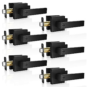 Onateel 6 Pack Modern Black Door Handles Privacy Door Levers Black Door Knobs Interior Heavy Duty Reversible Door Locks Keyless Square Interior Door Handle
