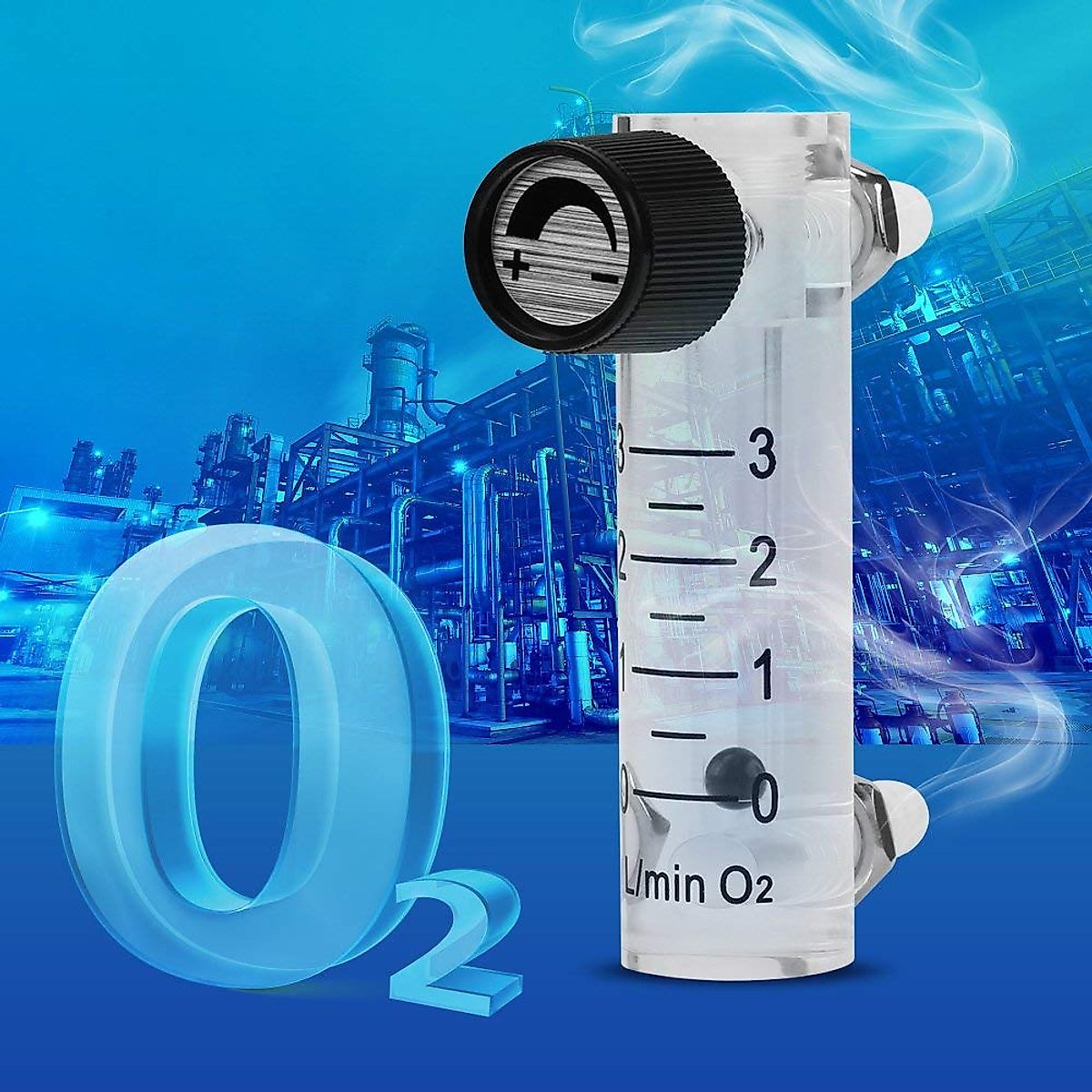 Hilitand Gas Flowmeter, LZQ-2 Flowmeter 0-3LPM Flow Meter with Control Valve for Oxygen Air Gas