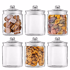Glass Jars 32oz,Maredash Candy Jar with Lid For Household,Food Grade Clear Jars (6 Pack)