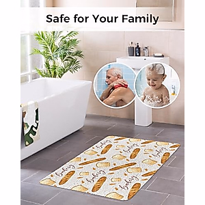 Briskdecor Dessert Baking Tile Bread Baguette PVC Loofah Shower Mat 40x16 inch, Non Slip Comfortable Bathtub Mat Quick Drying Bath Mat with Drain for Tub, Shower, Bathroom