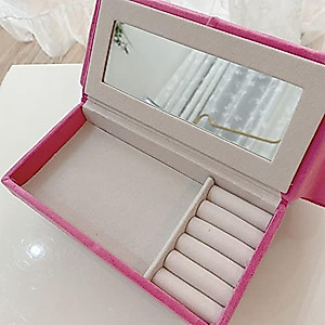 Harilla Jewelry Box Chaise Shape Display Case Pink Storage Holder Soft Lining Gift Lovely Women Earrings Organizer for Bedside Table Dresser