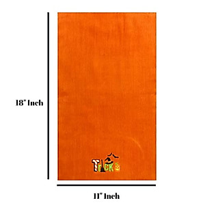 Decorative Halloween Fingertip Hand Towels: Cute Trick or Treat Halween Designs, Orange 18" x 11" Inch, Set of 2