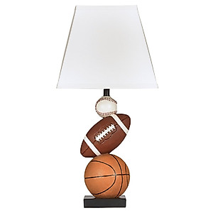 Signature Design by Ashley Nyx Youth 24" Baseball & Football Athletic Table Lamp, Brown & Orange