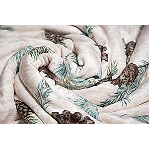 Pinecone Rustic Cabin Sherpa Throw Blanket 54x68