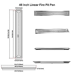 Stanbroil 48 x 6 inch Linear Drop-in Fire Pit Burner Pan with Spark Ignition Kit Natural Gas Version, Rated for up to 91,000 BTU’s