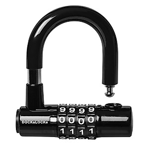 DocksLocks Security Cable Lock Set (5' to 25') Looped Ends, Weatherproof, Keyless Compact U-Lock with Combination, Anti-Theft for Bikes, Equipment 5ft