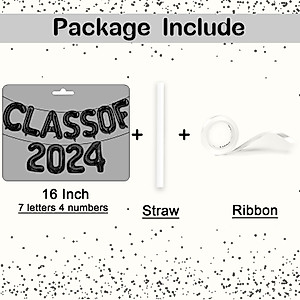 Graduation Decorations Class of 2024, 16 Inch Black Class of 2024 Banner Balloons for 2024 Graduation Party Decorations, Class of 2024 Decorations, Congrats Graduation Yard Sign 2024 Backdrop