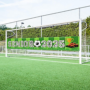 FuWeave Soccer Graduation Party Decorations Large 2025 Senior Night Soccer Banner 9.84 x 1.97 ft Soccer Backdrop Photography for Soccer Player Gift Sport Party Favors Decoration