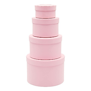 Stockroom Plus Set of 4 Light Pink Round Nesting Gift Boxes with Lids (4 Assorted Sizes)