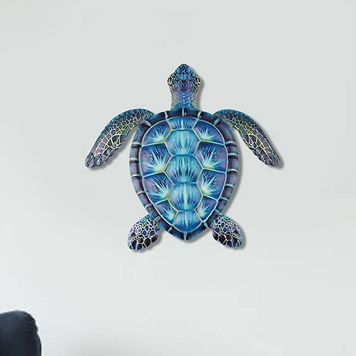 Metal Sea Turtle Wall Decor, Sea Turtle Wall Art Decoration, Metal Wall Art, Aquarium Ocean Wall Decor for Home Bedroom Living Room Office (Blue)