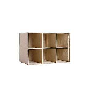 BIRDROCK HOME Cream Linen Cube Organizer Shelf with 6 Storage Bins – Strong Durable Foldable Shelf – Kid Toy Clothes Towels Cubby – Collapsible Bedroom Fabric Shelves and Cubes