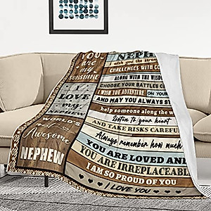 HUASZIUO Nephew Gifts from Auntie Blanket, Gifts for Nephew , Nephew Gifts from Aunt Uncle ,Nephew Christmas Graduation Gift Ideas, Birthday Gifts for Nephew Throw Blanket 60’’x50’’