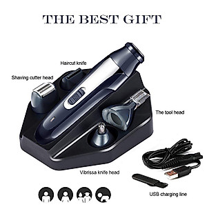 Nose Ear & Hair Trimmer 5 in 1 USB Rechargeable Beard Trimmer Shaver Electric Razor Clippers Wet/Dry Waterproof Eyebrow Grooming Kit for Men/Women. (Black)