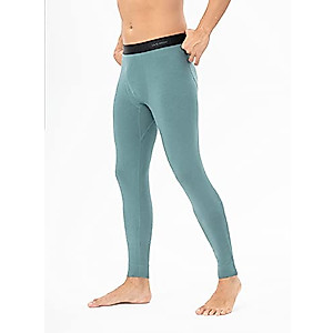 DAVID ARCHY Men's Soft Thermal Underwear Rayon-Acrylic Blend Fiber Thermal Bottoms Warm Base Layers Pants (L, Dark Gray/DA Blue)