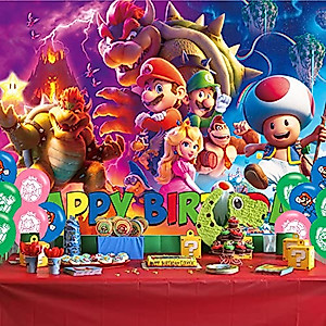 Mario Movie 2023 Backdrop Birthday Banner for Mario Movie 2023 Birthday Party Supplies Mario Movie 2023 Photograph Background Photo Booth 5x3ft