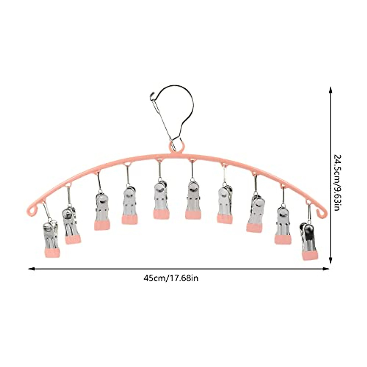 Cabilock Hat Organizer 10 Clips Stainless Steel Laundry Drying Rack Clothes Hanger Sock Hanger Hat Hanger Windproof Dryer Rack for Baby Clothes, Socks, Drying Towels, Diapers Hat Rack