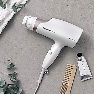Panasonic Nanoe Salon Hair Dryer with Oscillating QuickDry Nozzle, Diffuser and Concentrator Attachments, 3 Speed Heat Settings for Easy Styling and Healthy Hair - EH-NA67-W (White)