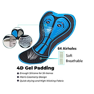 Men's Cycling Suit Shirt Bicycle Jersey Gel Padded Long Pants Biking Sets Clothing Outfits US L Blue Black