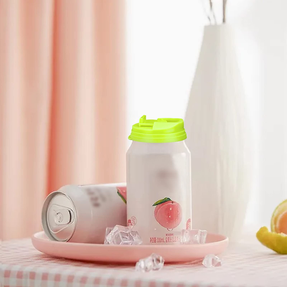 Hetenoyo 4 Pack Soda Can Covers Beer Beverage Can Covers Reusable Leakproof Drink Can Lids Protector for Beer, Juice & Soft Drink Beverage (Blue & Yellow), GZ-4P