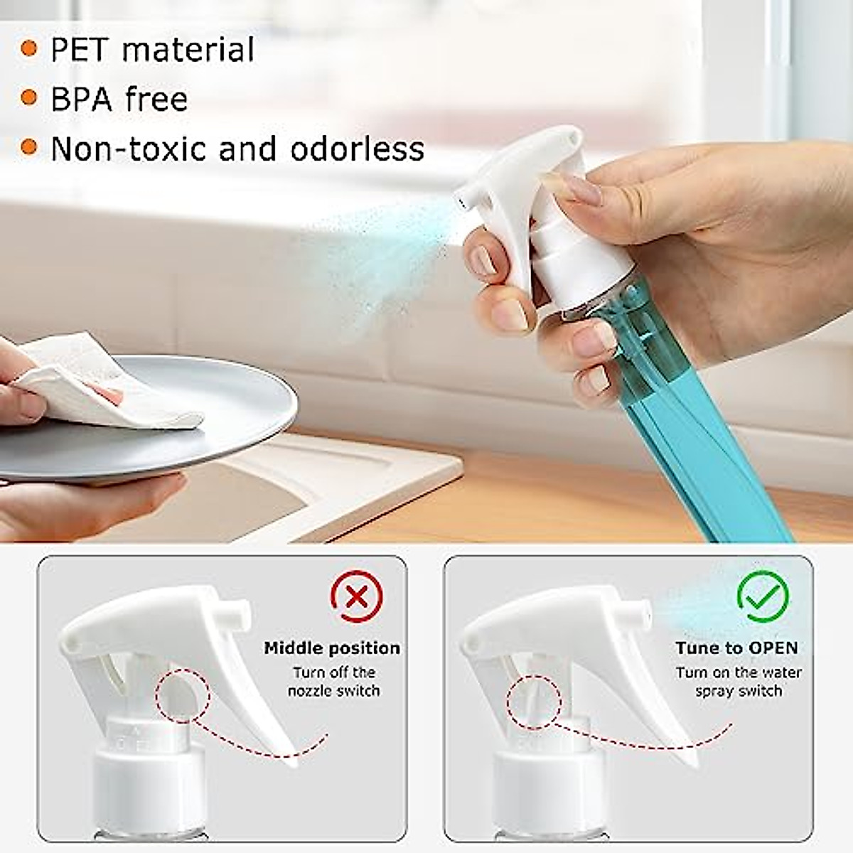 SOAMOEU Paper Towel Holder with Spray Bottle, Stainless Steel Countertop Paper Towel Holder, One-Handed Operation Kitchen Paper Towels Holder with Non Slip Weighted Base (Black)