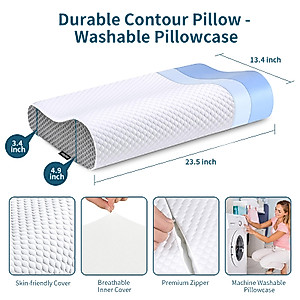 Neck Pillow Memory Foam for Pain Relief Bed Pillow for Sleeping, Ergonomic Orthopedic Cervical for Neck and Shoulder Pain, Side Back Stomach Sleeper