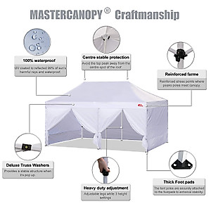 MASTERCANOPY Heavy Duty Pop-up Canopy Tent with Sidewalls (10x20,White)