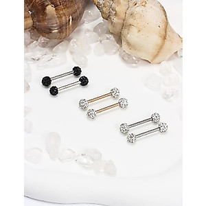 Lcolyoli 14G Nipple Rings Surgical Steel Nipple Piercing Jewelry Set Horseshoe Barbell & Captive Bead Rings Nipple Hoop Nipple Barbell Bars for Women