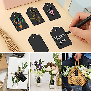 125pcs Black Paper Gift Tags with Free 200 Root Natural Jute Twine